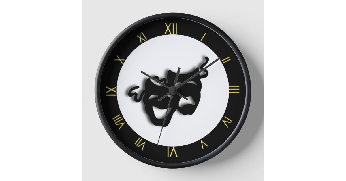 Comedy and Tragedy Theater Wall Clock | Zazzle