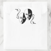 Comedy and Tragedy Theatre Masks/Faces Oval Sticker | Zazzle