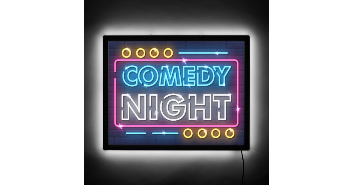 Comedy Night Neon Sign Look Yellow And Blue | Zazzle
