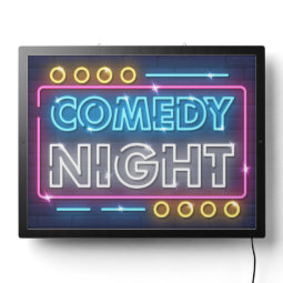 Comedy Night Neon Sign Look Yellow And Blue | Zazzle