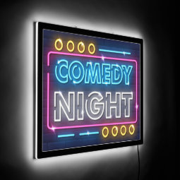 Comedy Night Neon Sign Look Yellow And Blue | Zazzle