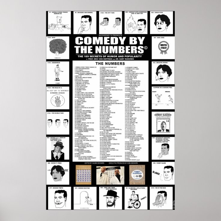 Comedy Numbers List - POSTER | Zazzle