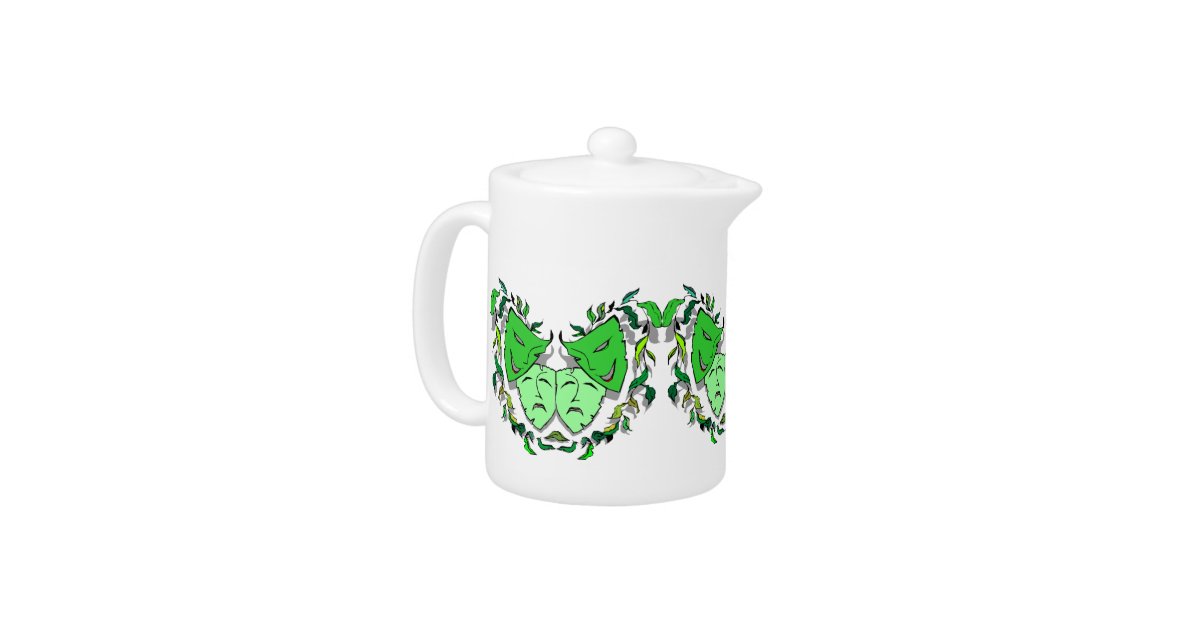 Comedy & Tragedy Drama Masks Theatre Stage Teapot | Zazzle