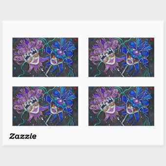 Comedy/Tragedy Jester Masks Rectangular Sticker | Zazzle