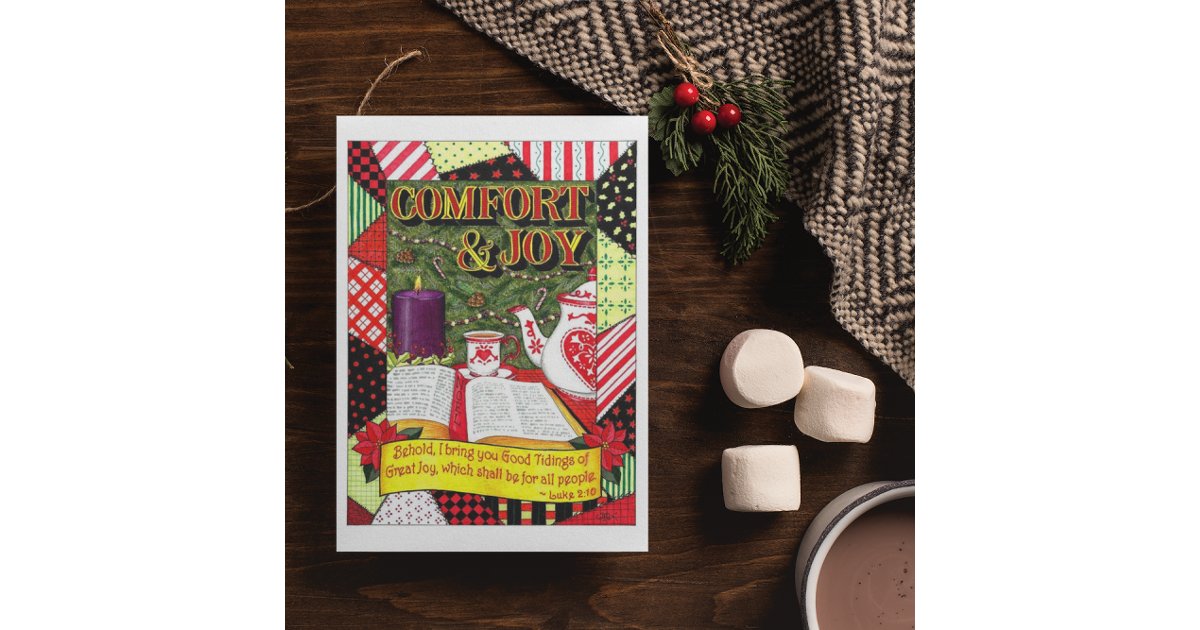 Comfort and Joy Christmas Inspirational Postcard | Zazzle