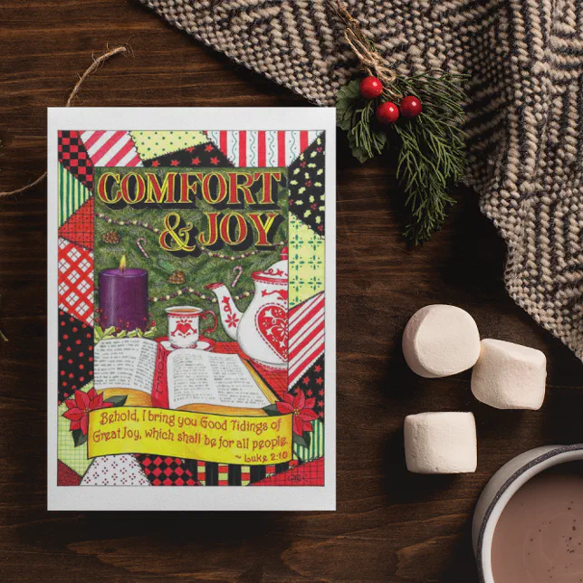 Comfort and Joy Christmas Inspirational Postcard | Zazzle
