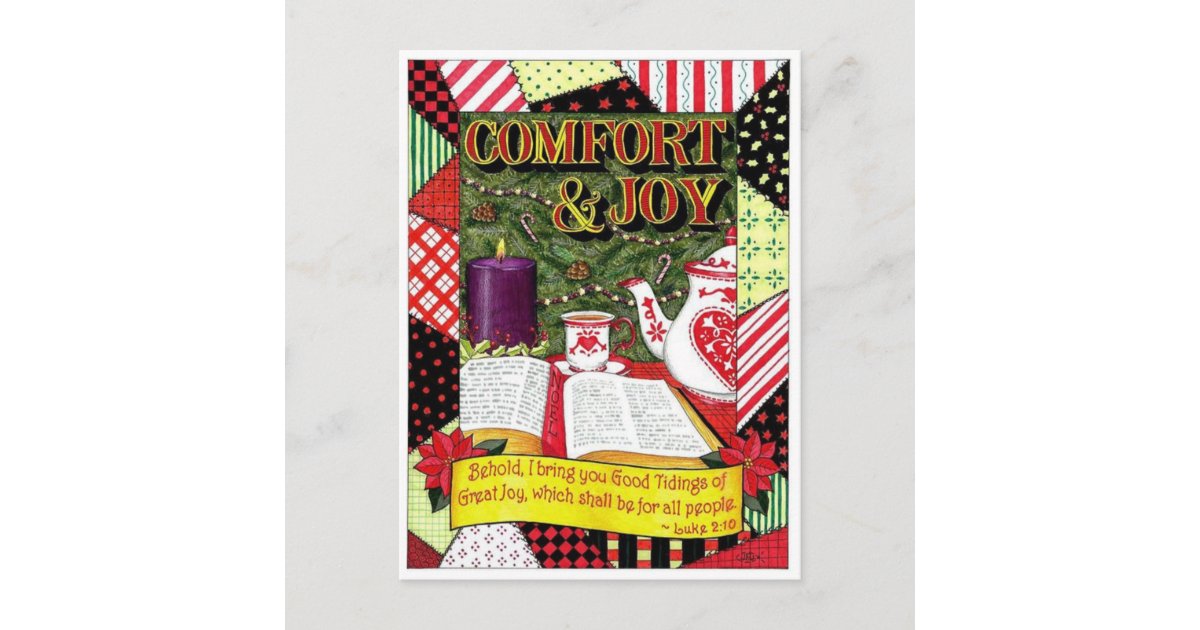 Comfort and Joy Christmas Inspirational Postcard | Zazzle