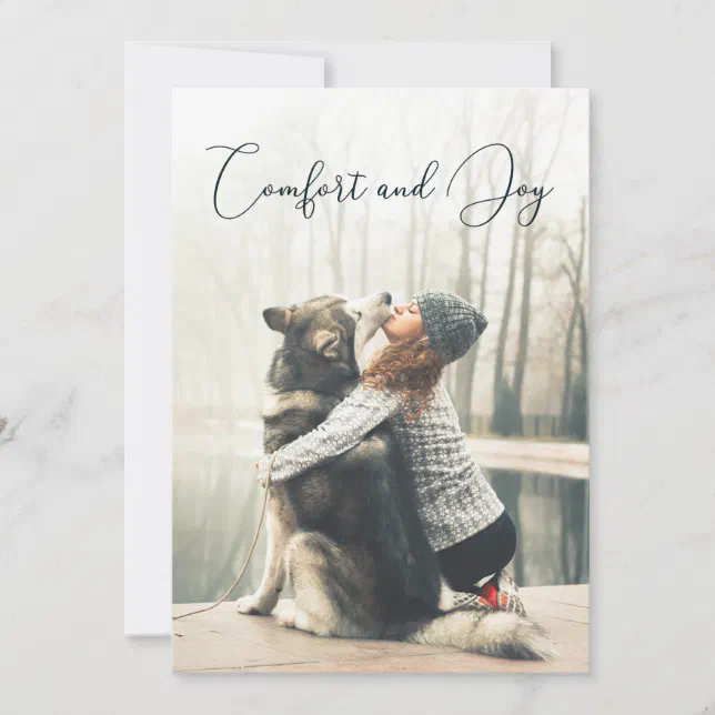 Comfort and Joy Personalized Holiday Photo Card | Zazzle