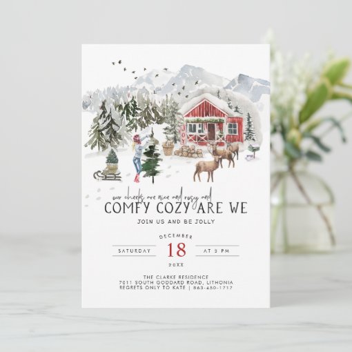Comfy Cozy | Rustic Woodsy Christmas Invitation | Zazzle