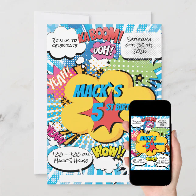 Comic Birthday Invitation | Zazzle