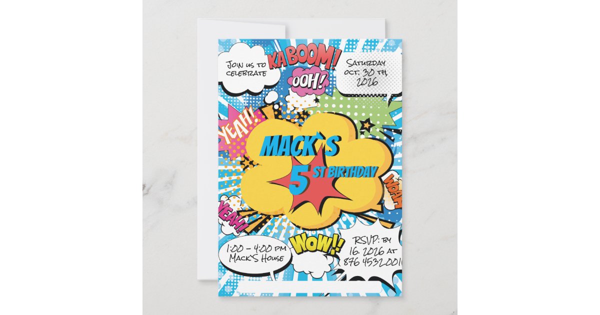 Comic Birthday Invitation | Zazzle