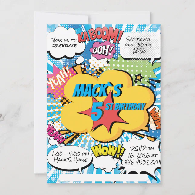 Comic Birthday Invitation | Zazzle
