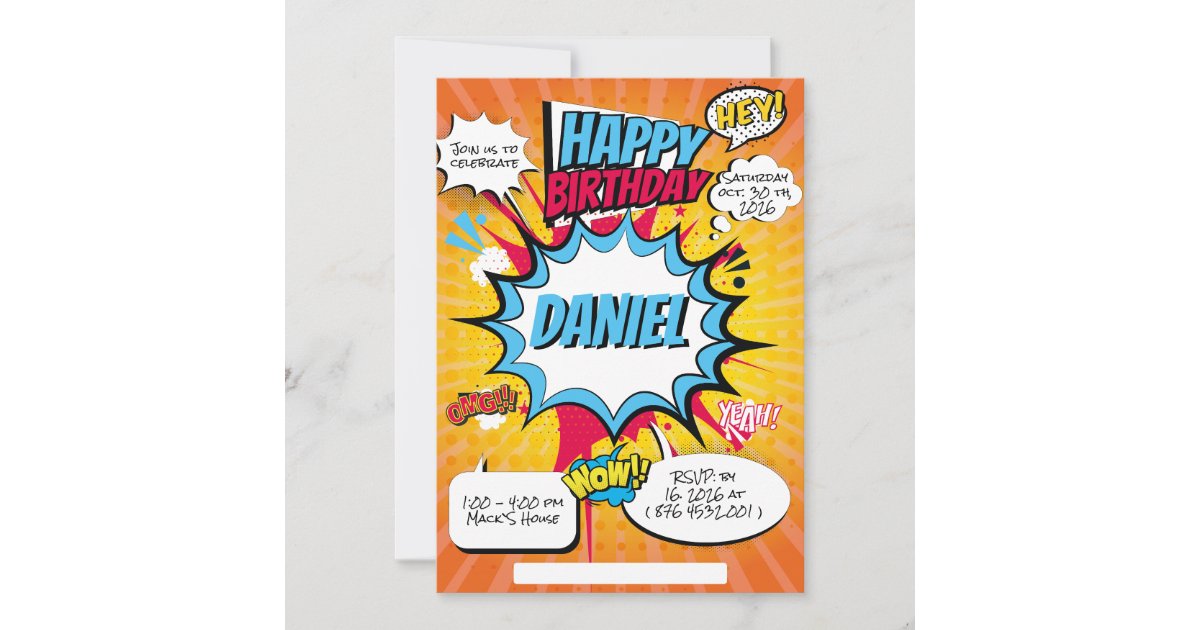 Comic Birthday Invitation | Zazzle