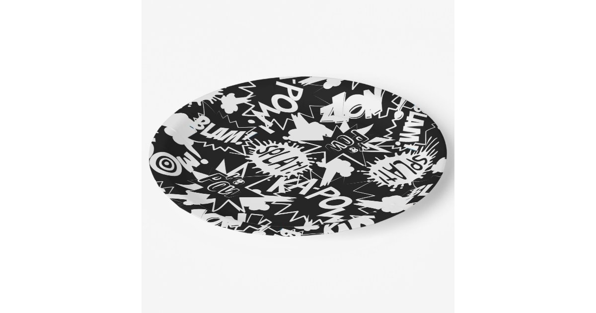 Comic book actions paper plates | Zazzle