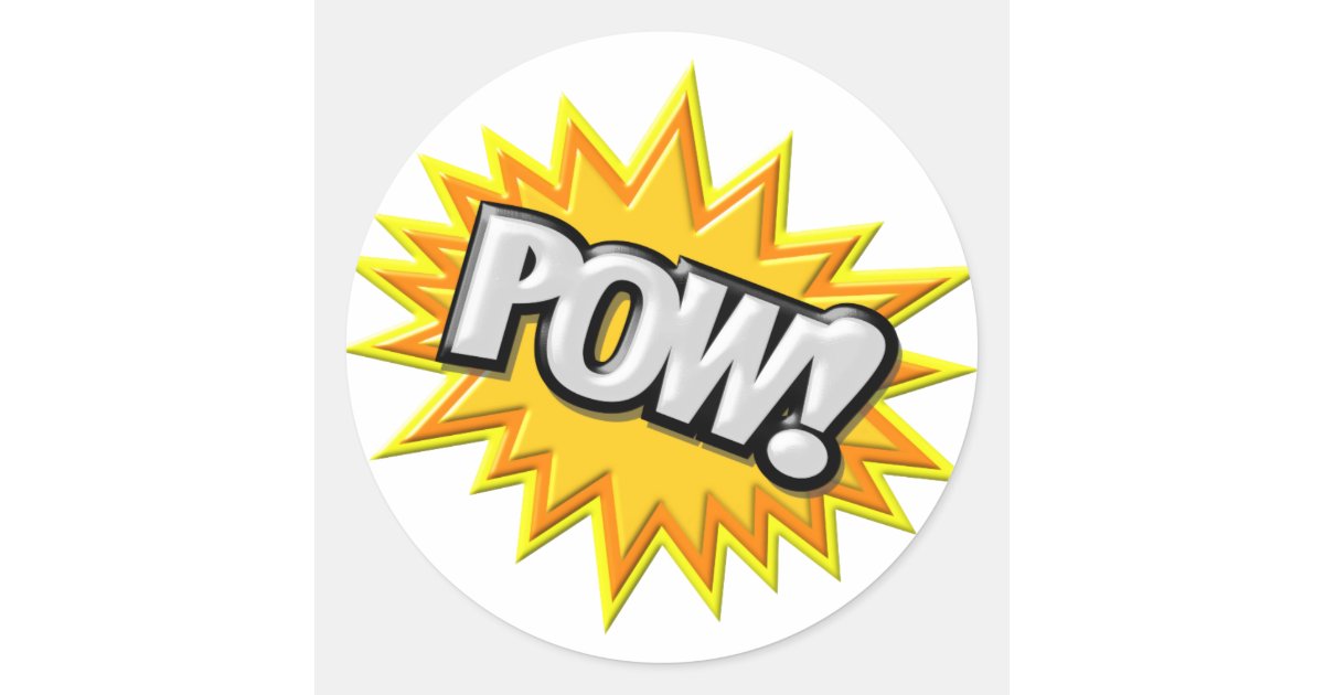 Comic Book Burst Pow 3D Classic Round Sticker | Zazzle