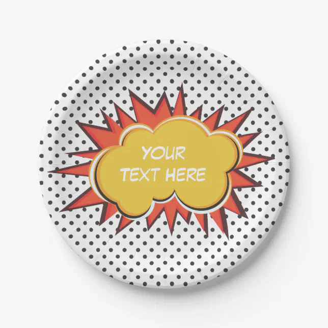 Comic Book Explosion Custom Text Bubble Paper Plates | Zazzle