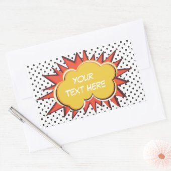 Comic Book Explosion Custom Text Bubble Rectangular Sticker | Zazzle