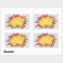 Comic Book Explosion Custom Text Bubble Rectangular Sticker | Zazzle