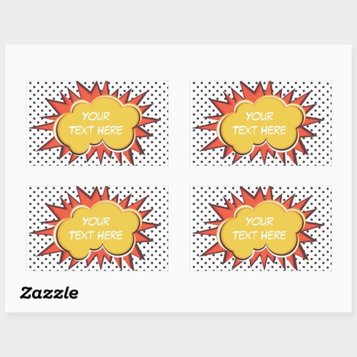 Comic Book Explosion Custom Text Bubble Rectangular Sticker | Zazzle