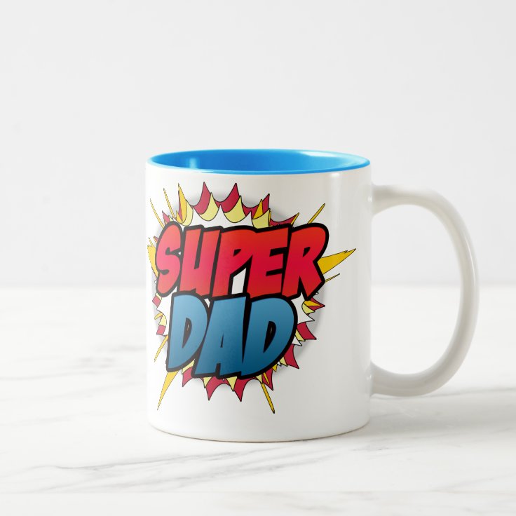 Comic Book Inspired Super Dad Two-Tone Coffee Mug | Zazzle