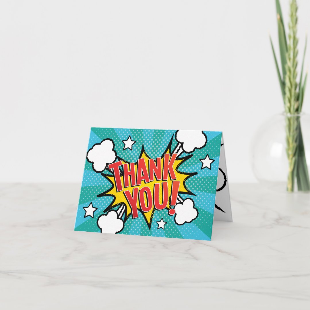 Comic Book PARTY! Thank You Card | Zazzle