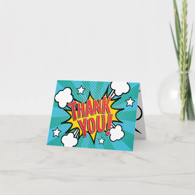 Comic Book PARTY! Thank You Card | Zazzle