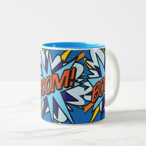 Comic Book Pop Art BOOM! Two-Tone Coffee Mug | Zazzle
