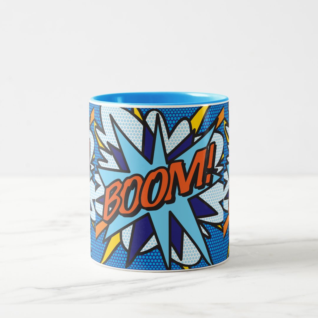 Comic Book Pop Art BOOM! Two-Tone Coffee Mug | Zazzle