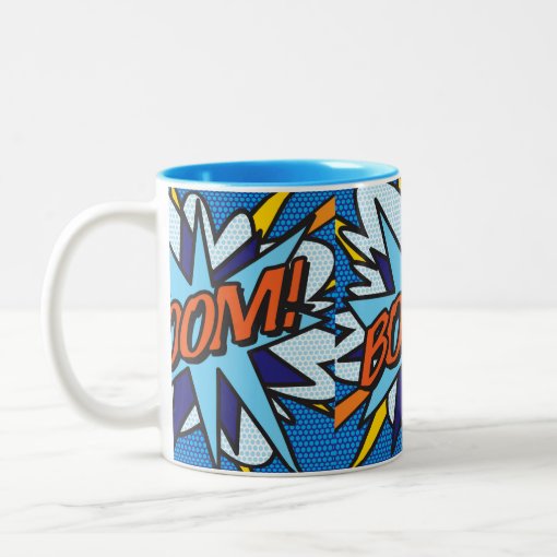 Comic Book Pop Art BOOM! Two-Tone Coffee Mug | Zazzle