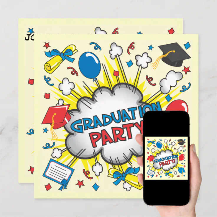 Comic Book Pop Art Graduation Party Invitation! Invitation | Zazzle