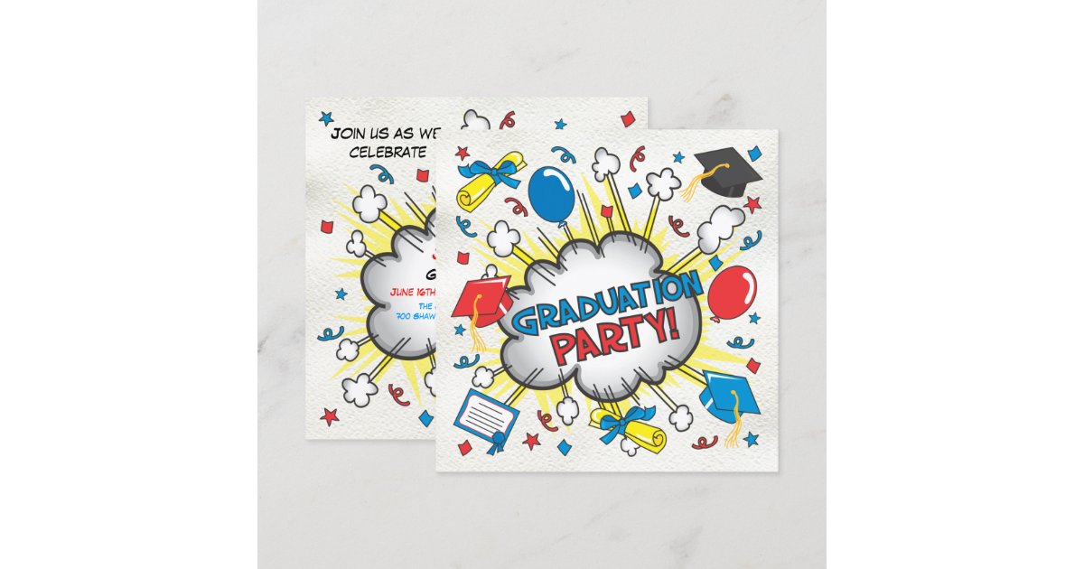 Comic Book Pop Art Graduation Party Invitation! Invitation | Zazzle