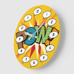 Comic Book Pop Art POW Large Clock | Zazzle