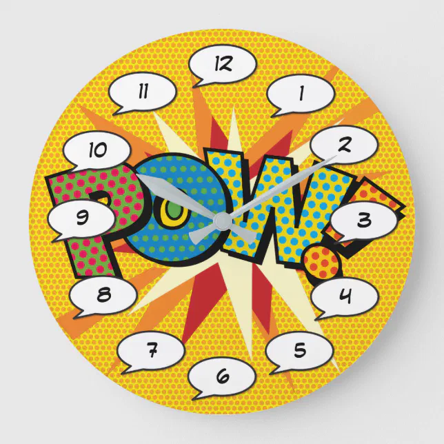 Comic Book Pop Art POW Large Clock | Zazzle