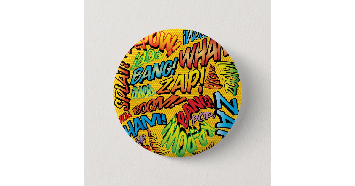 Comic Book Pop Art Sounds Button | Zazzle
