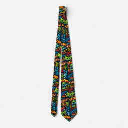 Comic Book Pop Art SOUNDS Superhero Ties | Zazzle