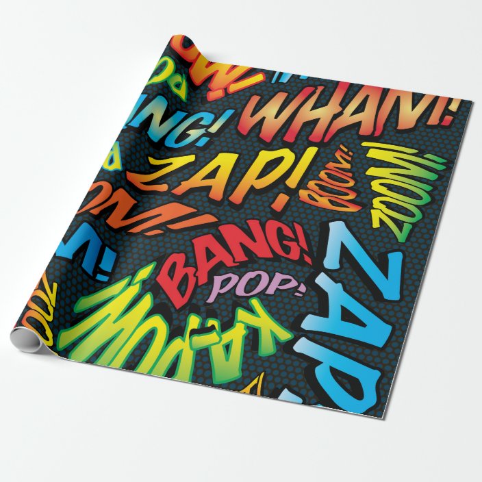 Comic Book Pop Art Sounds Wrapping Paper | Zazzle.com
