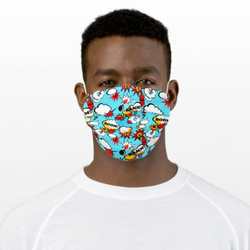 Comic Book Pop Art Super Hero Adult Cloth Face Mask | Zazzle