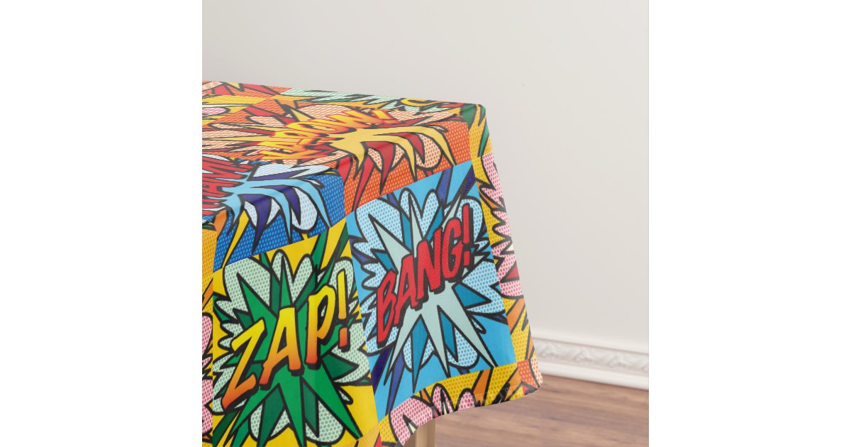 Comic Book Pop Art Superhero Tablecloth | Zazzle