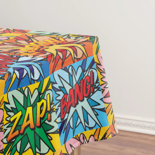Comic Book Pop Art Superhero Tablecloth | Zazzle