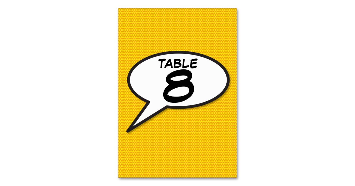 Comic Book Pop Art Table Number | Zazzle