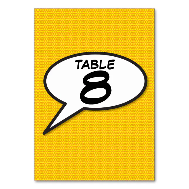 Comic Book Pop Art Table Number | Zazzle