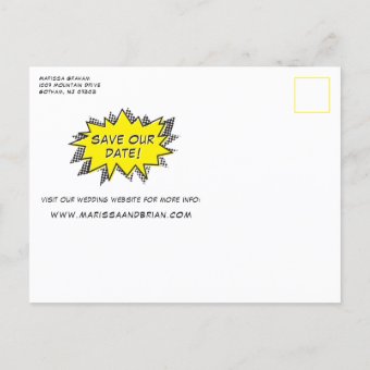Comic Book Style Save the Date Announcement Postcard | Zazzle