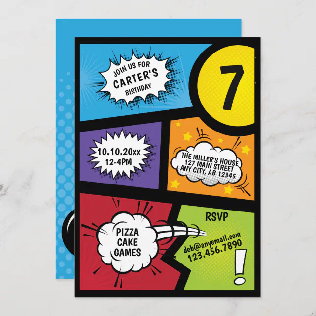 Comic Book Super Hero Birthday Invitation | Zazzle