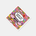 Comic Book Superhero Birthday Party Pink Napkins | Zazzle