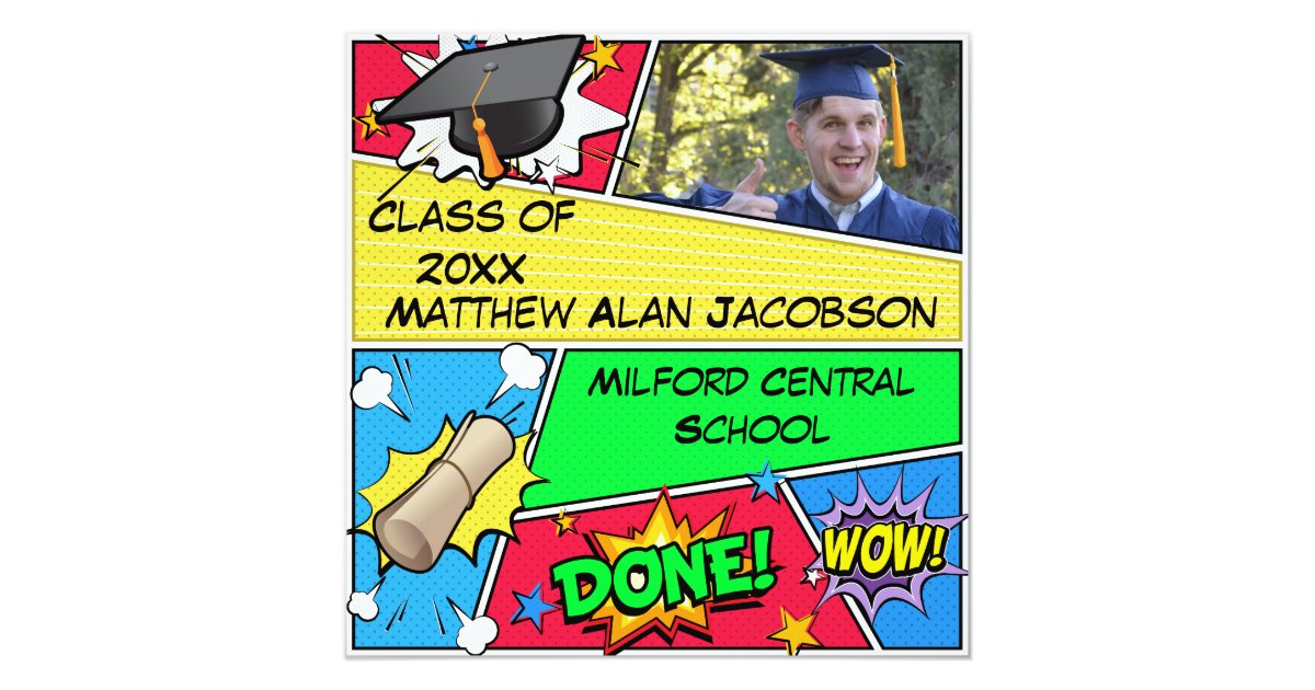 Comic Book Superhero Graduation Invitation | Zazzle.com