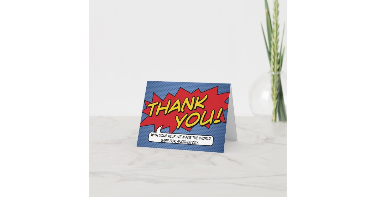 Comic Book Thank You Card | Zazzle