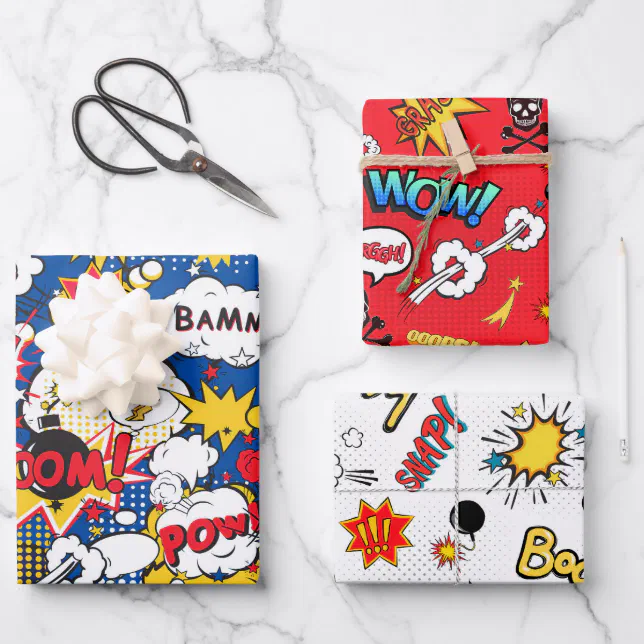 Comic Bubbles Wrapping Paper Sheets | Zazzle