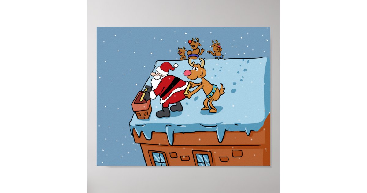 Comic cartoon Santa Claus christmas Poster | Zazzle