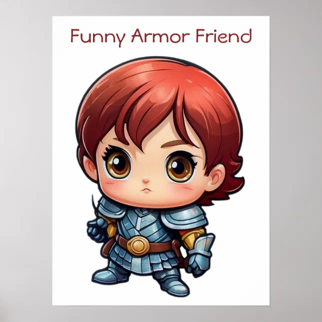 Comic Knight Funny Armor Friend Kids Wall Poster | Zazzle