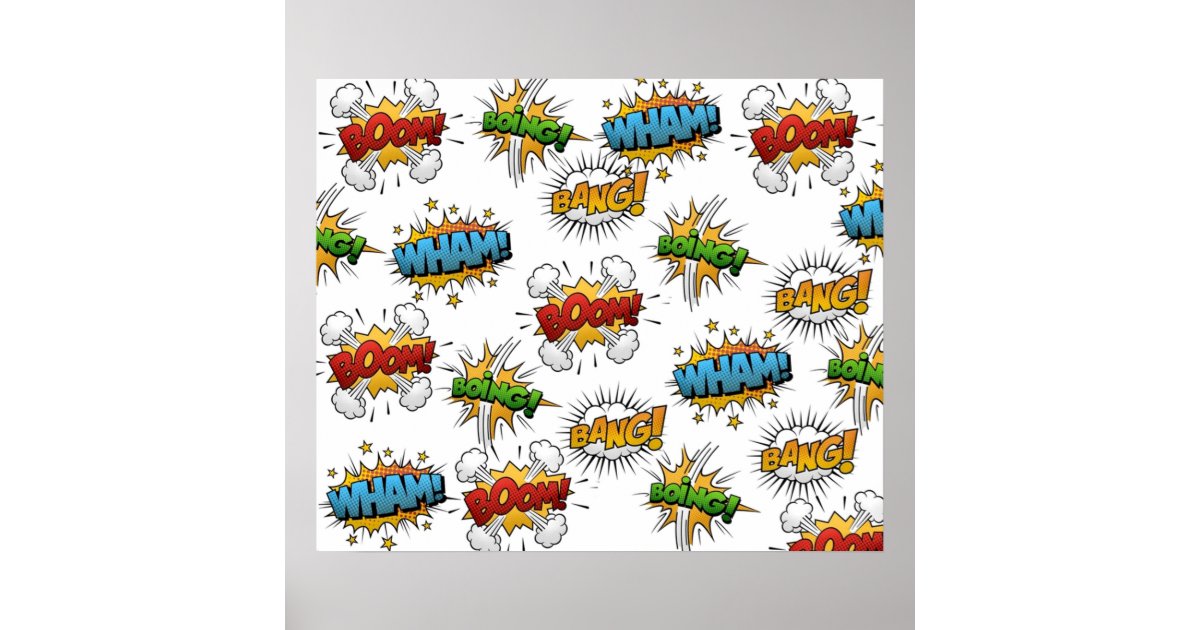Comic Onomatopoeia Speech Bubbles Boom Wham Bang B Poster | Zazzle